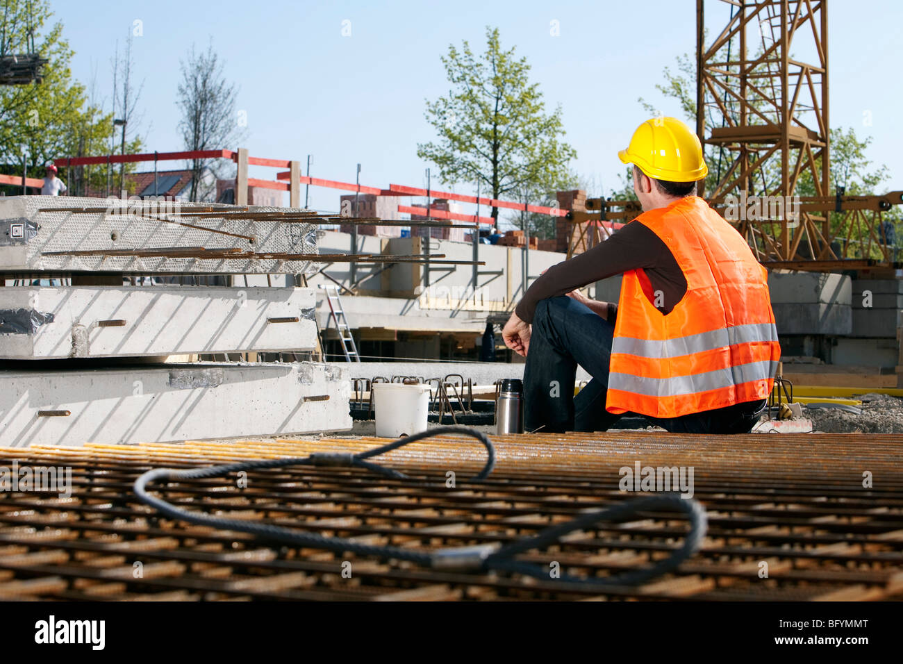 construction worker taking a break Stock Photo - Alamy