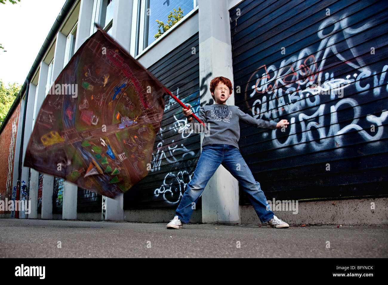 young boy with flag Stock Photo - Alamy