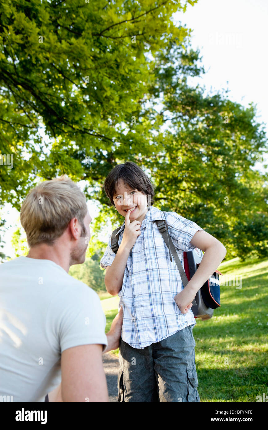 Father And Schoolboy Stock Photo - Alamy