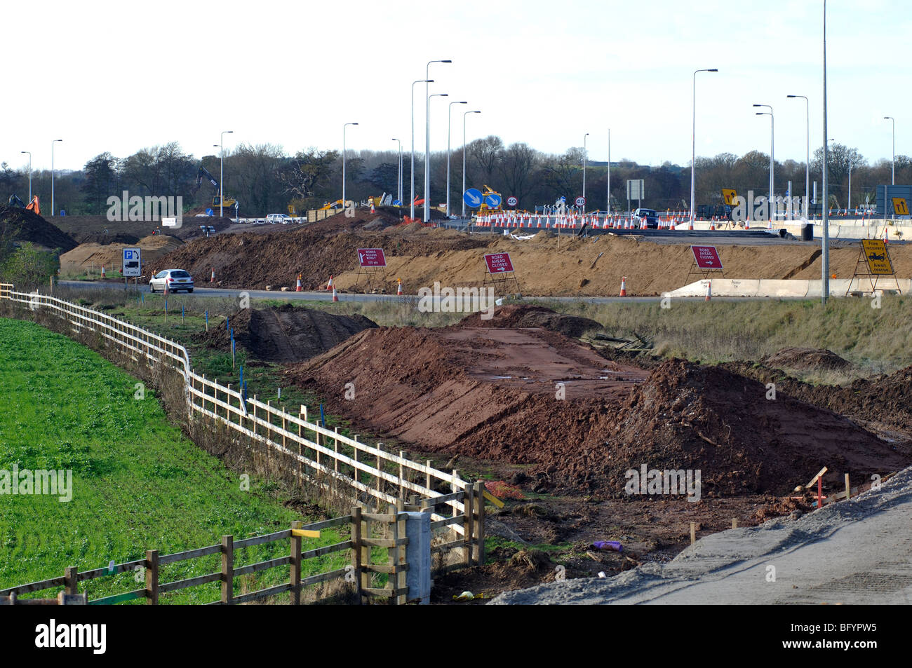 Longbridge traffic island remodelling, Warwickshire, England, UK Stock ...