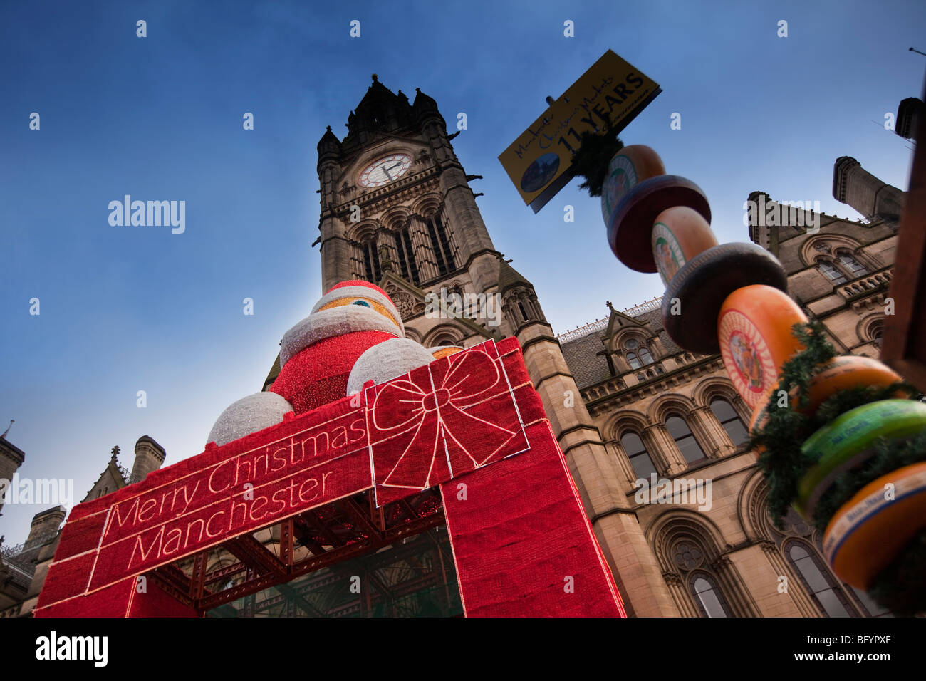 UK, England, Manchester, Albert Square, Father Christmas figure in ...