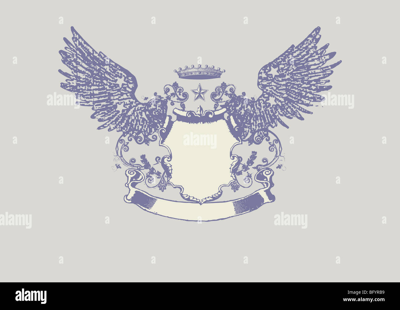 An heraldic shield or badge, blank so you can add your own images ...