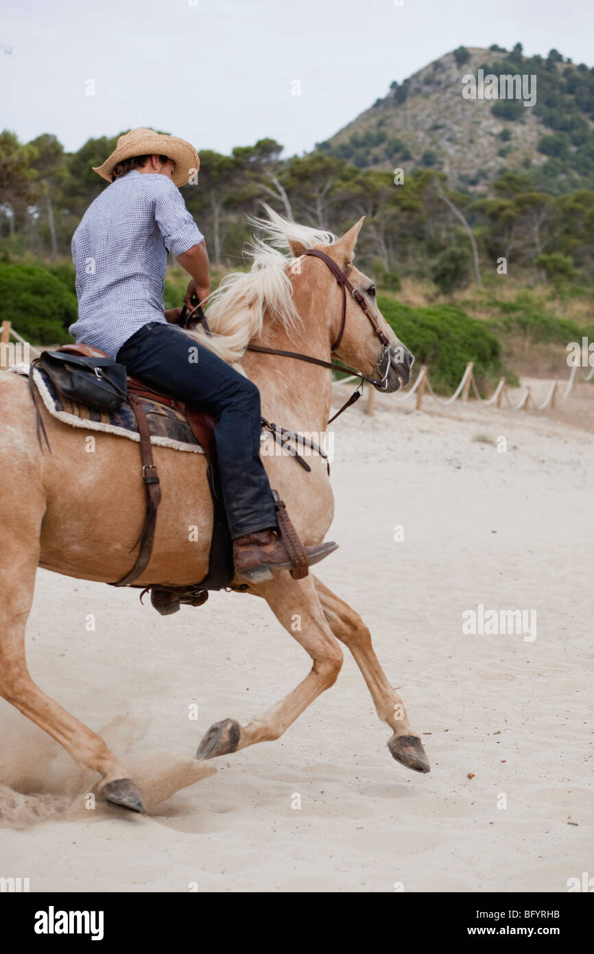 man riding horse Stock Photo - Alamy