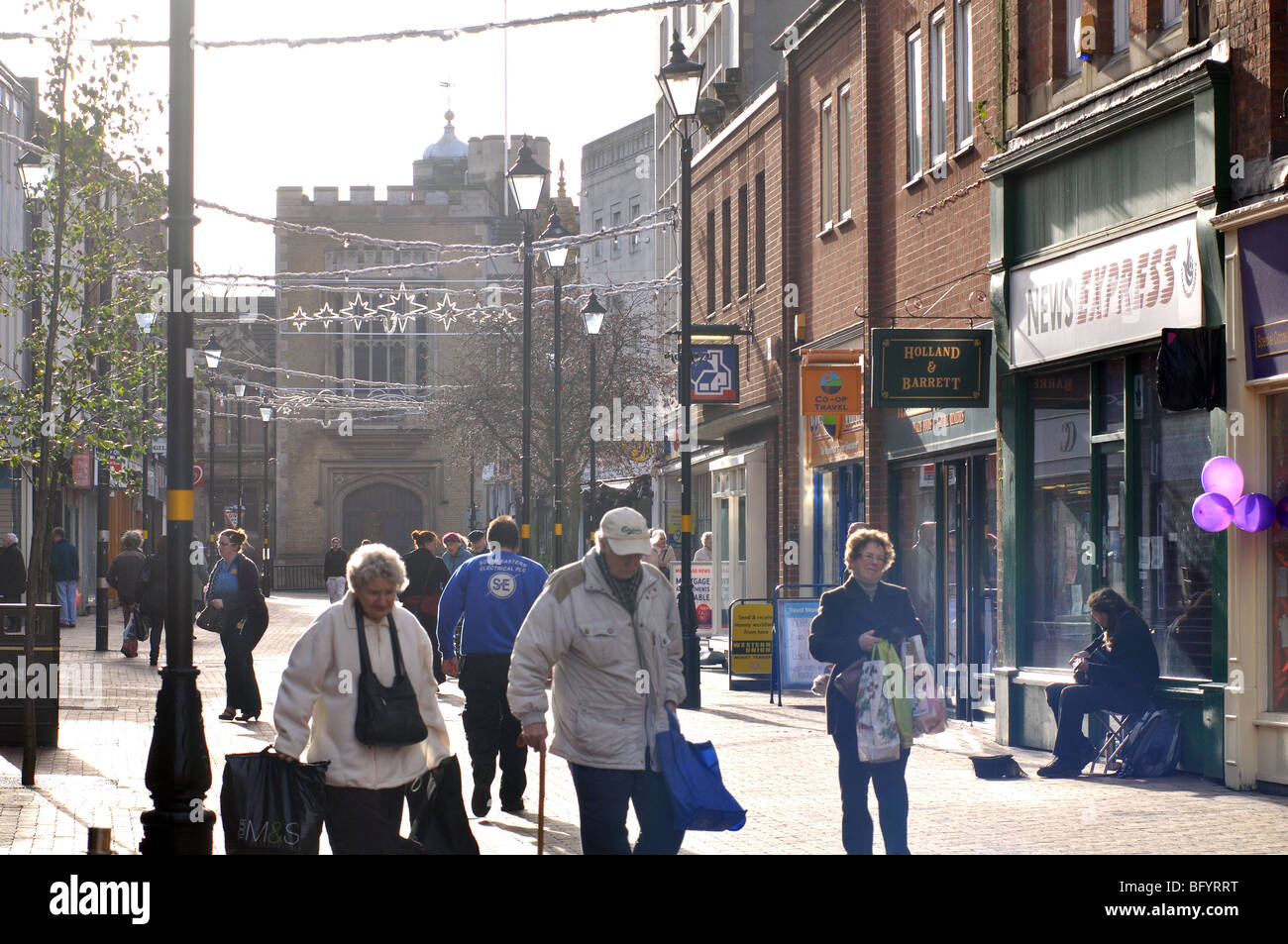 High Street in winter, Rugby, Warwickshire, England, UK Stock Photo - Alamy