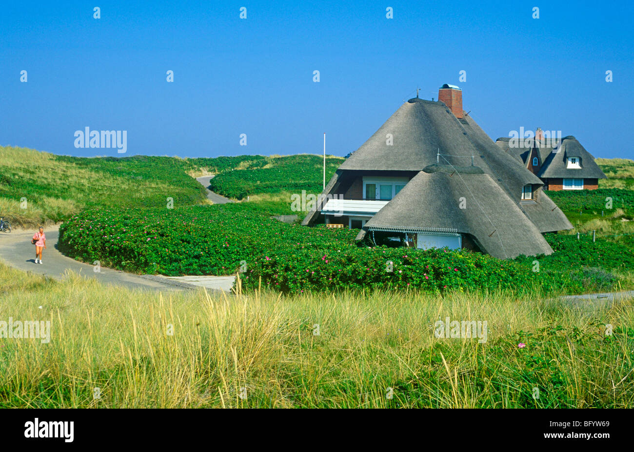 thatched houses, Rantum, Sylt Island, North Sea, North Friesland ...
