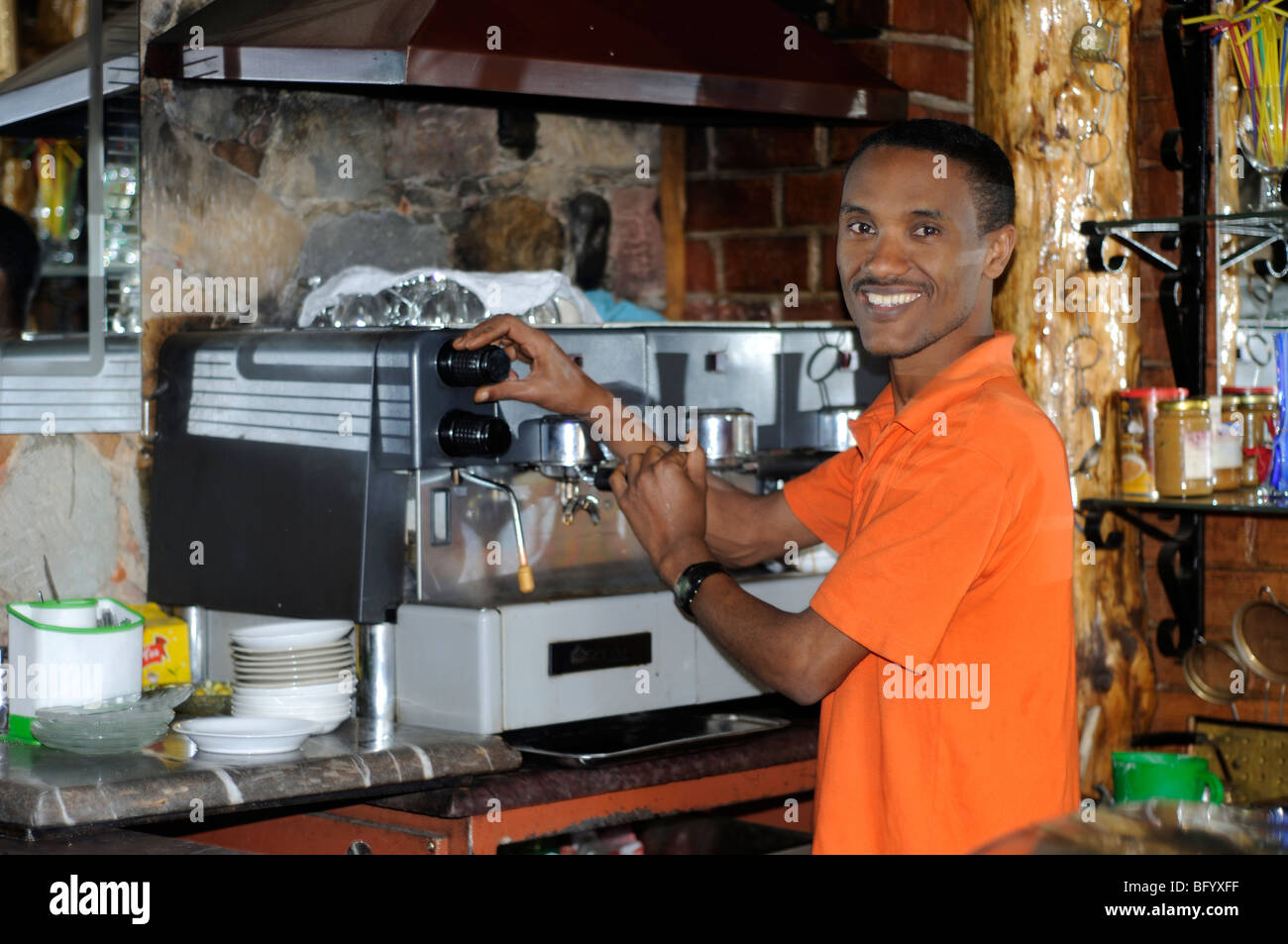man in coffee shop, Downtown addis ababa ethiopia Stock Photo - Alamy