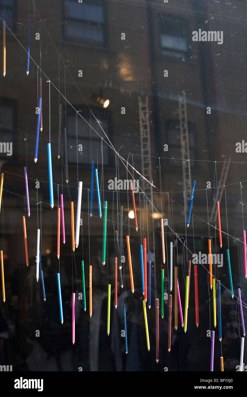 Colored crayons in a shop window display Stock Photo - Alamy