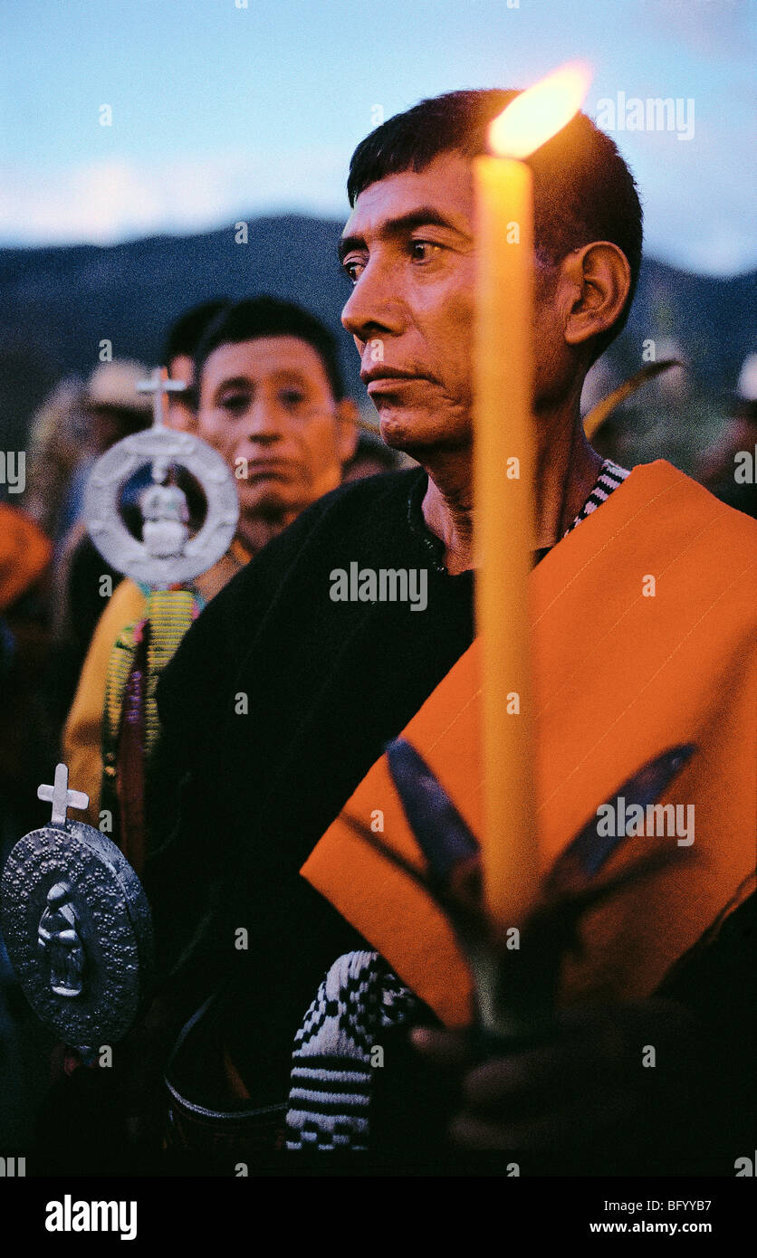 An Easter Sunday morning procession in Joyabaj, Guatemala Stock Photo ...