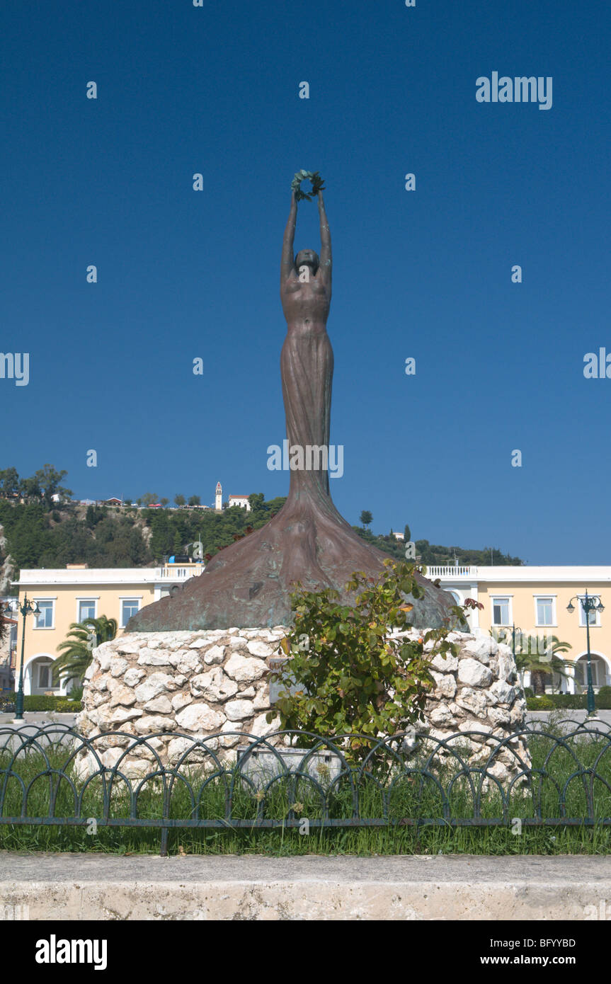 Greece. Zakynthos. Zante. Greek island. October. Solomos Square with ...