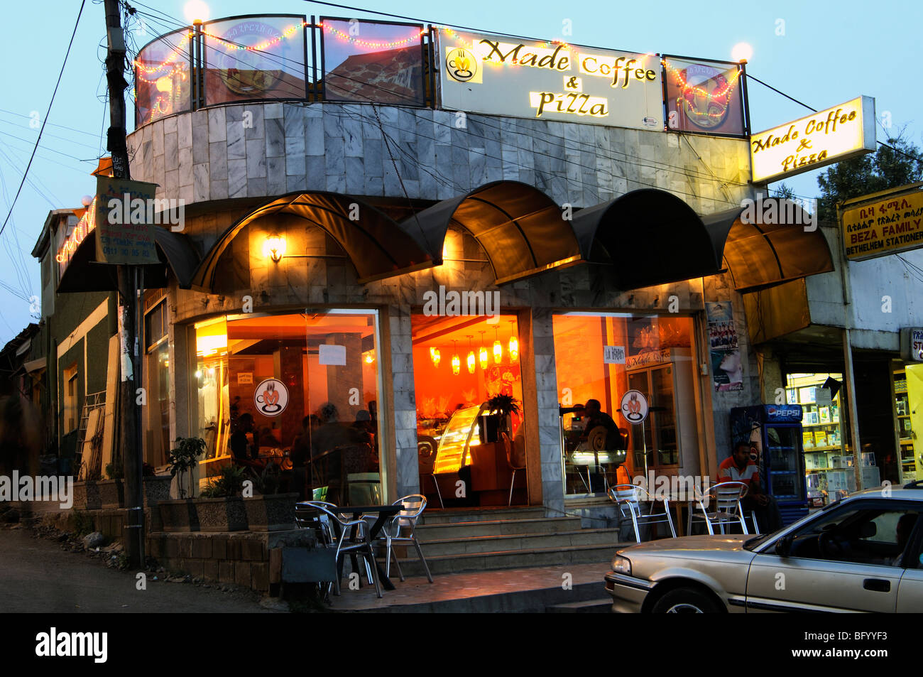 coffee shop, Haile Selassie Street, Piazza addis ababa ethiopia Stock ...