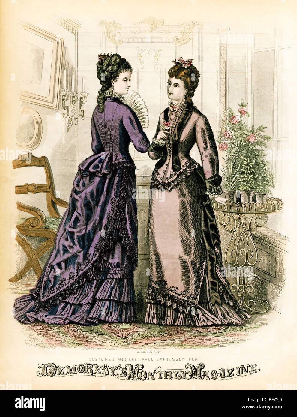 Demorests, April 1875 , engraving from the American monthly ladies ...