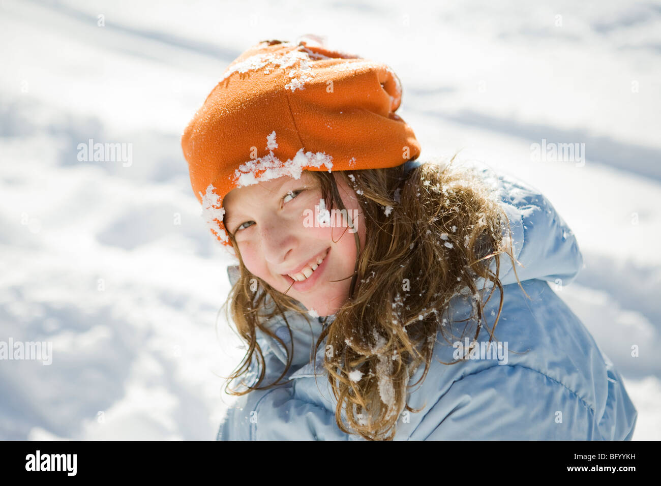 Girl in Snow Stock Photo - Alamy