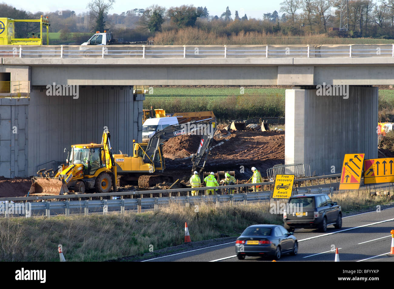 Longbridge traffic island remodelling, Warwickshire, England, UK Stock ...