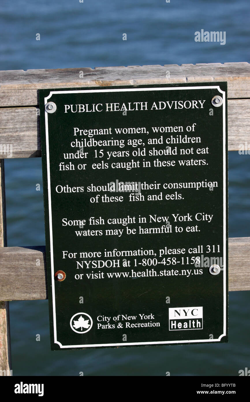 Warning sign about eating certain fish caught off Coney Island beach ...