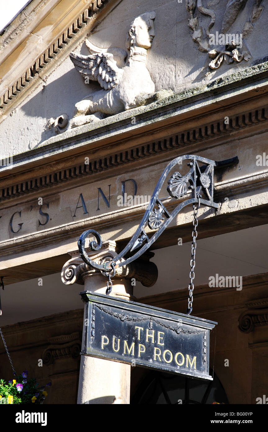 The Pump Room sign, The Roman Baths, Bath, Somerset, England, United ...