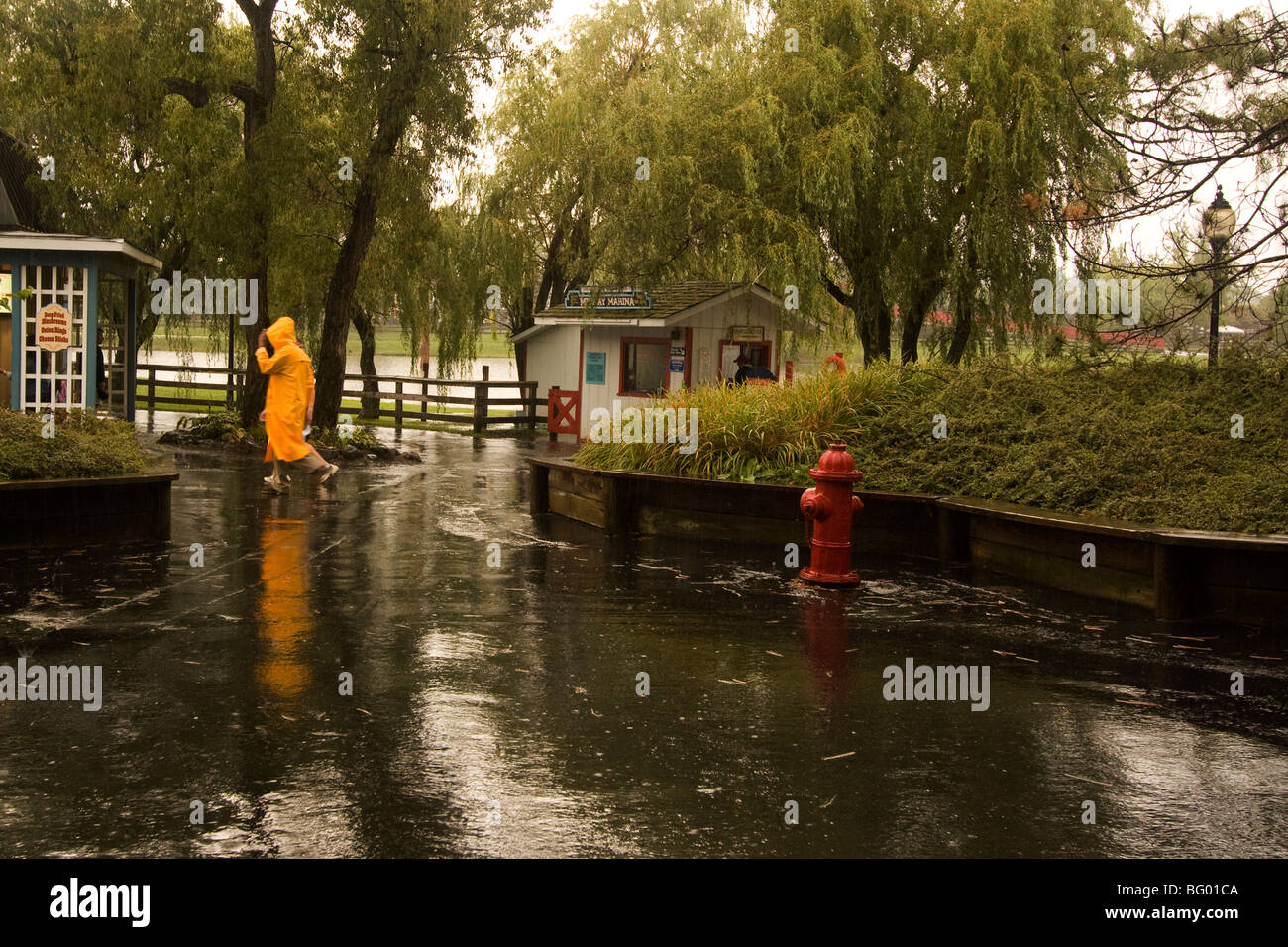 Amusement park in heavy rain Stock Photo - Alamy