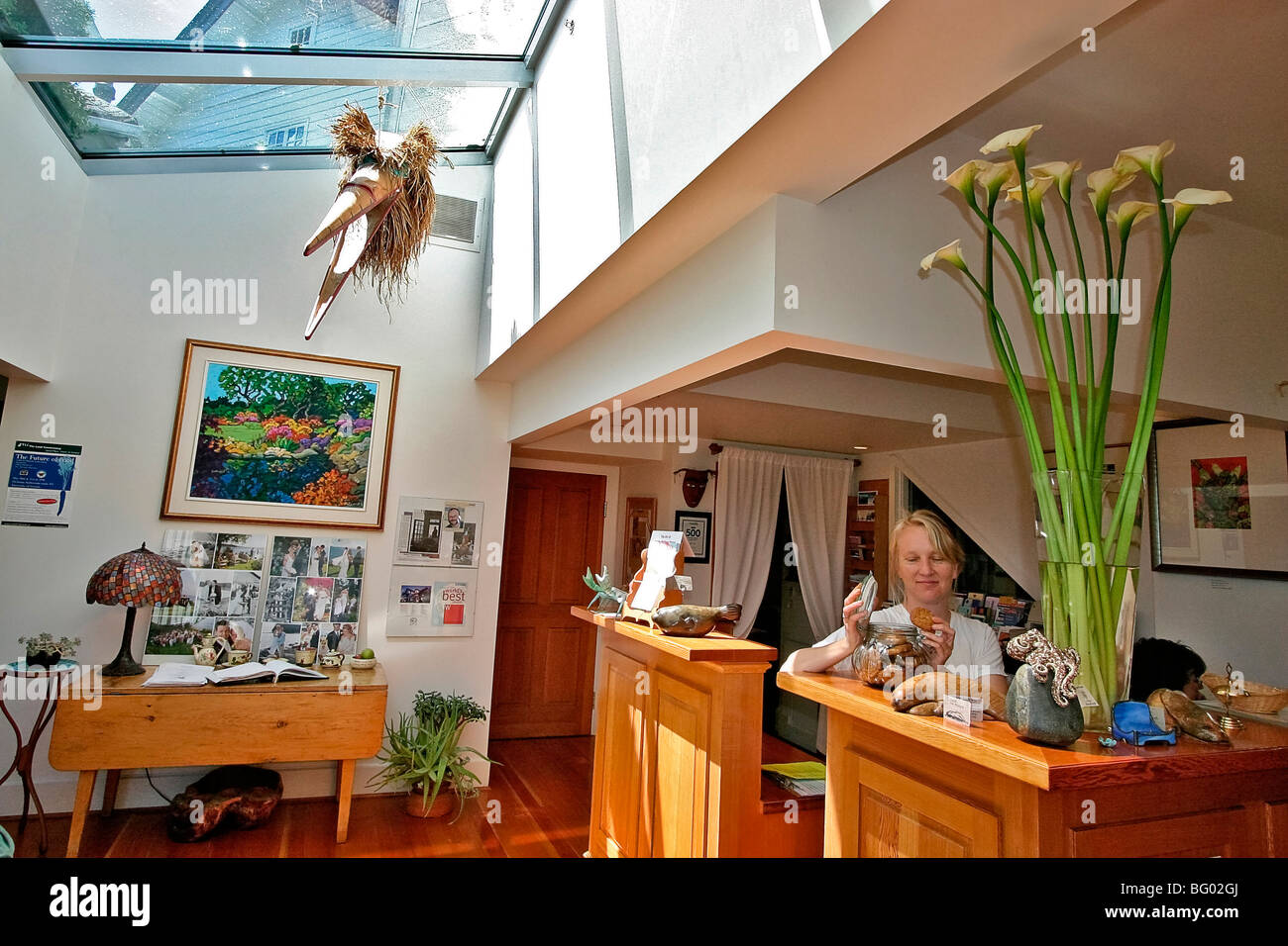 Native American themed front desk at Sooke Harbour House, luxury inn on ...
