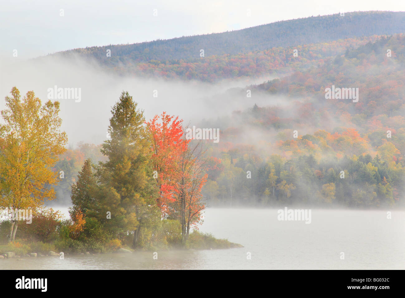 Fog lake mountain trees hi-res stock photography and images - Alamy