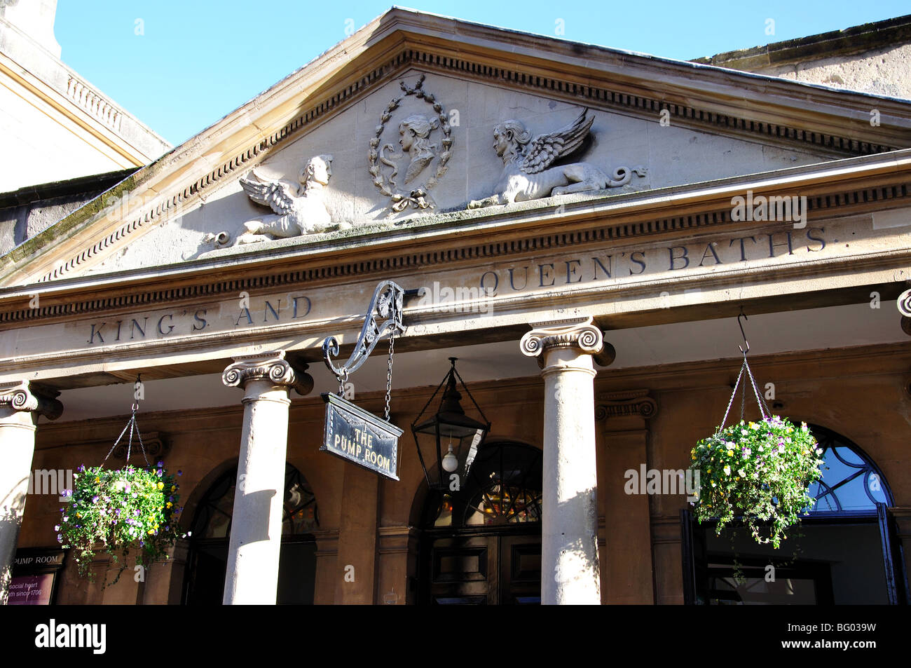 The Pump Room sign, The Roman Baths, Bath, Somerset, England, United ...