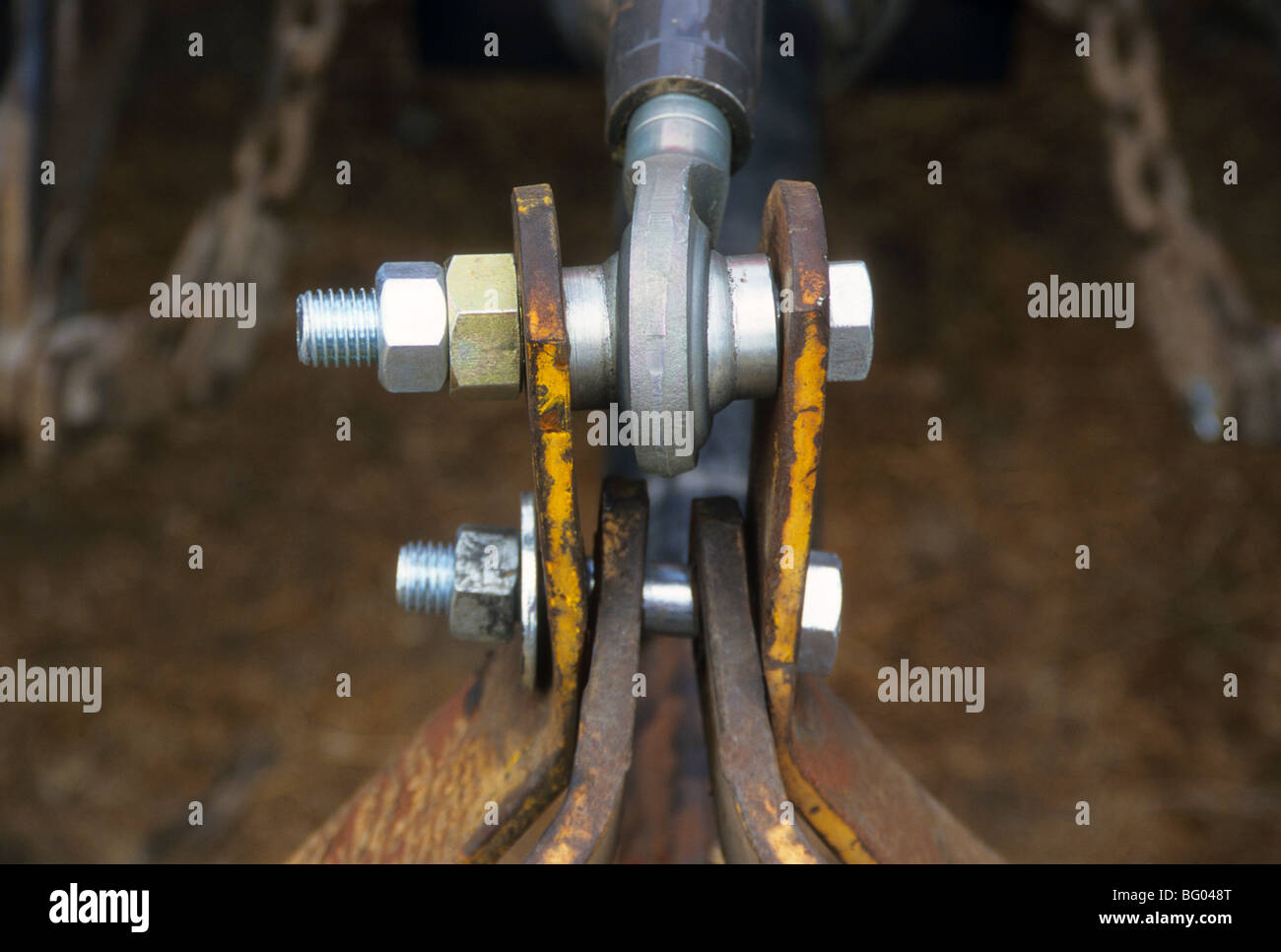 Caterpillar tractor machine secure joint part maintain tool Stock Photo ...