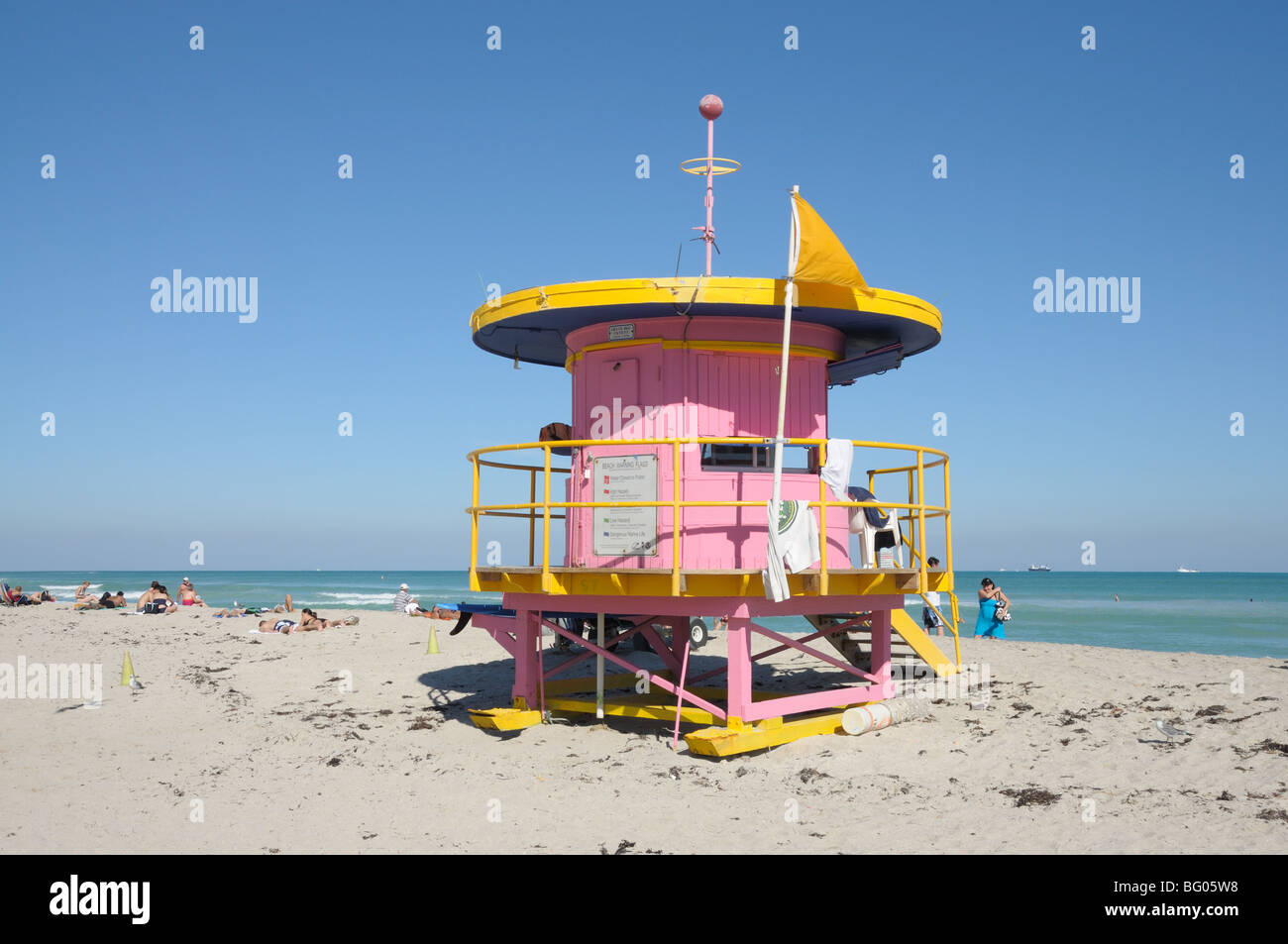Art Deco Lifeguard Tower at Miami South Beach, Florida USA Stock Photo ...