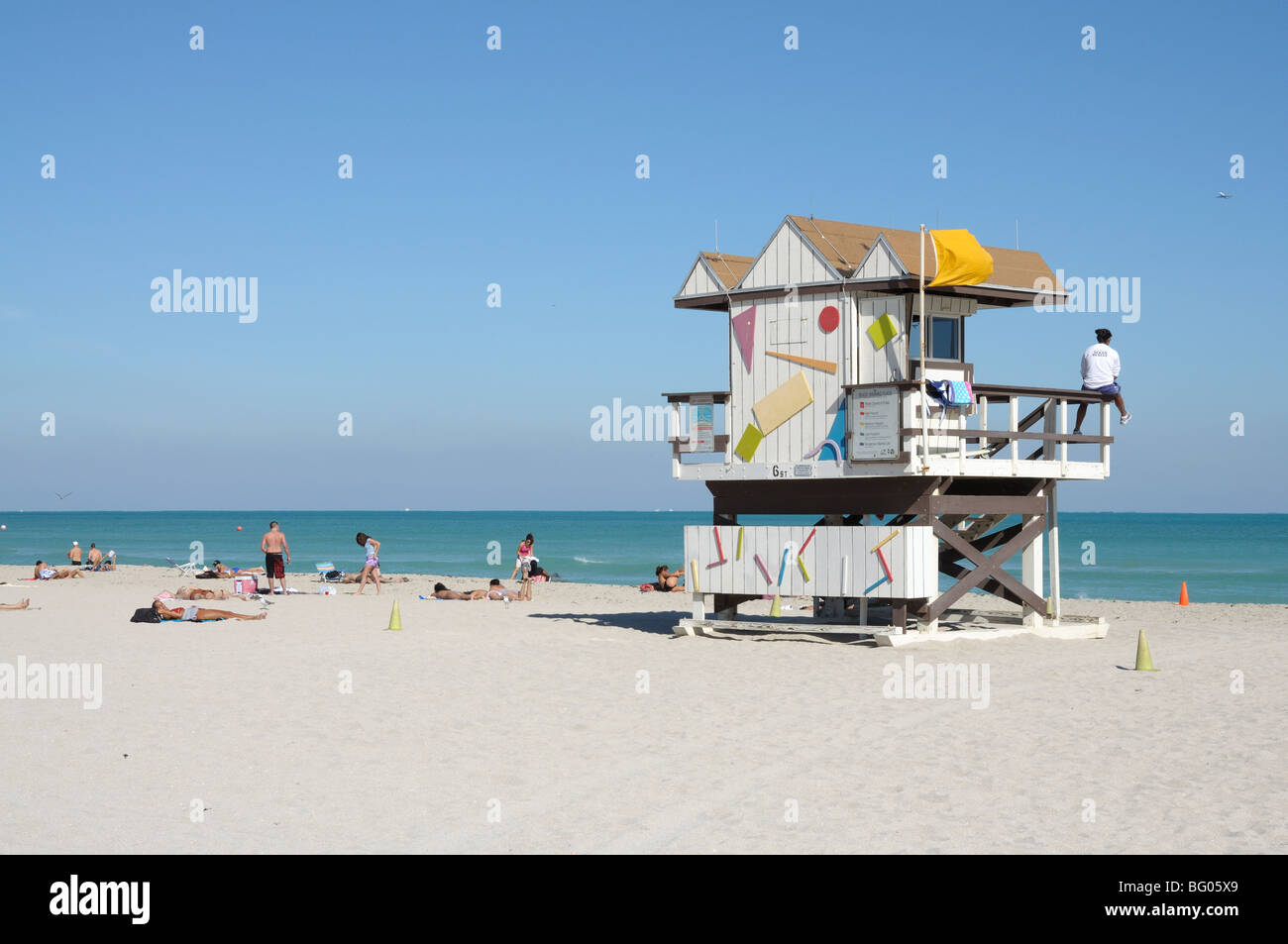 Art Deco Lifeguard Tower at Miami South Beach, Florida USA Stock Photo ...
