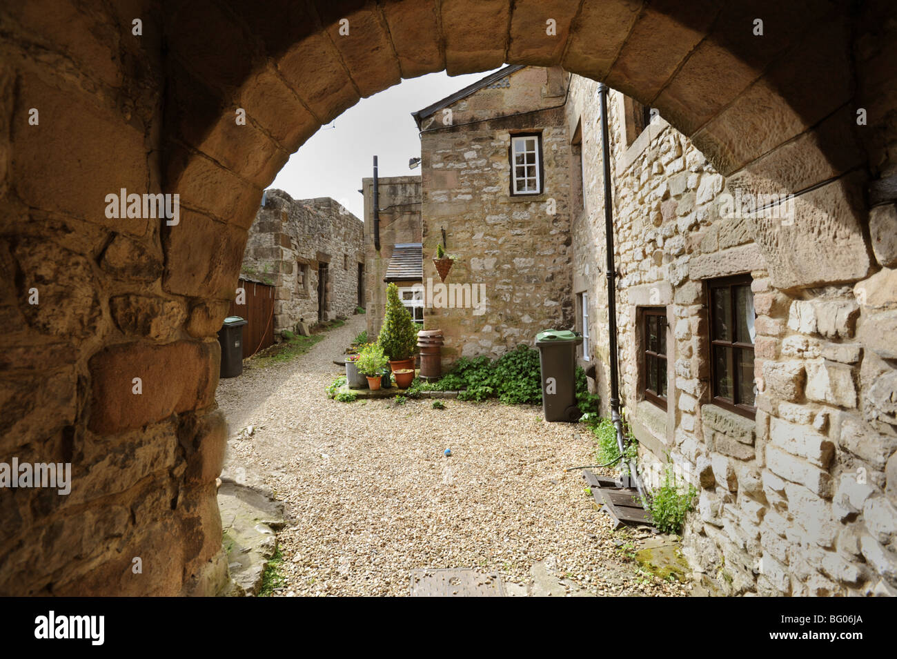 Rural Courtyard in the village of Longnor Peak District Derbyshire ...