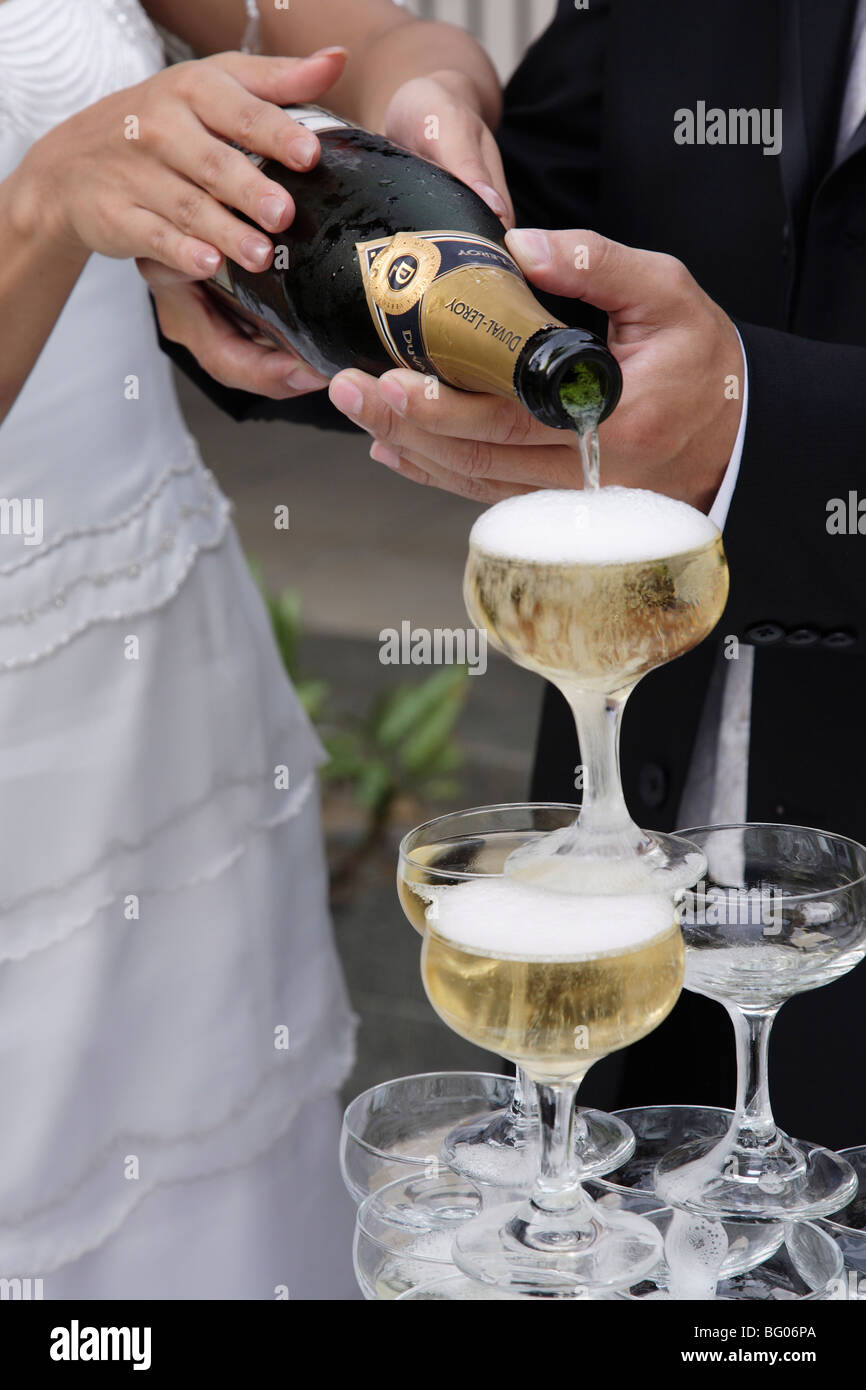 Wedding with Champagne Stock Photo - Alamy