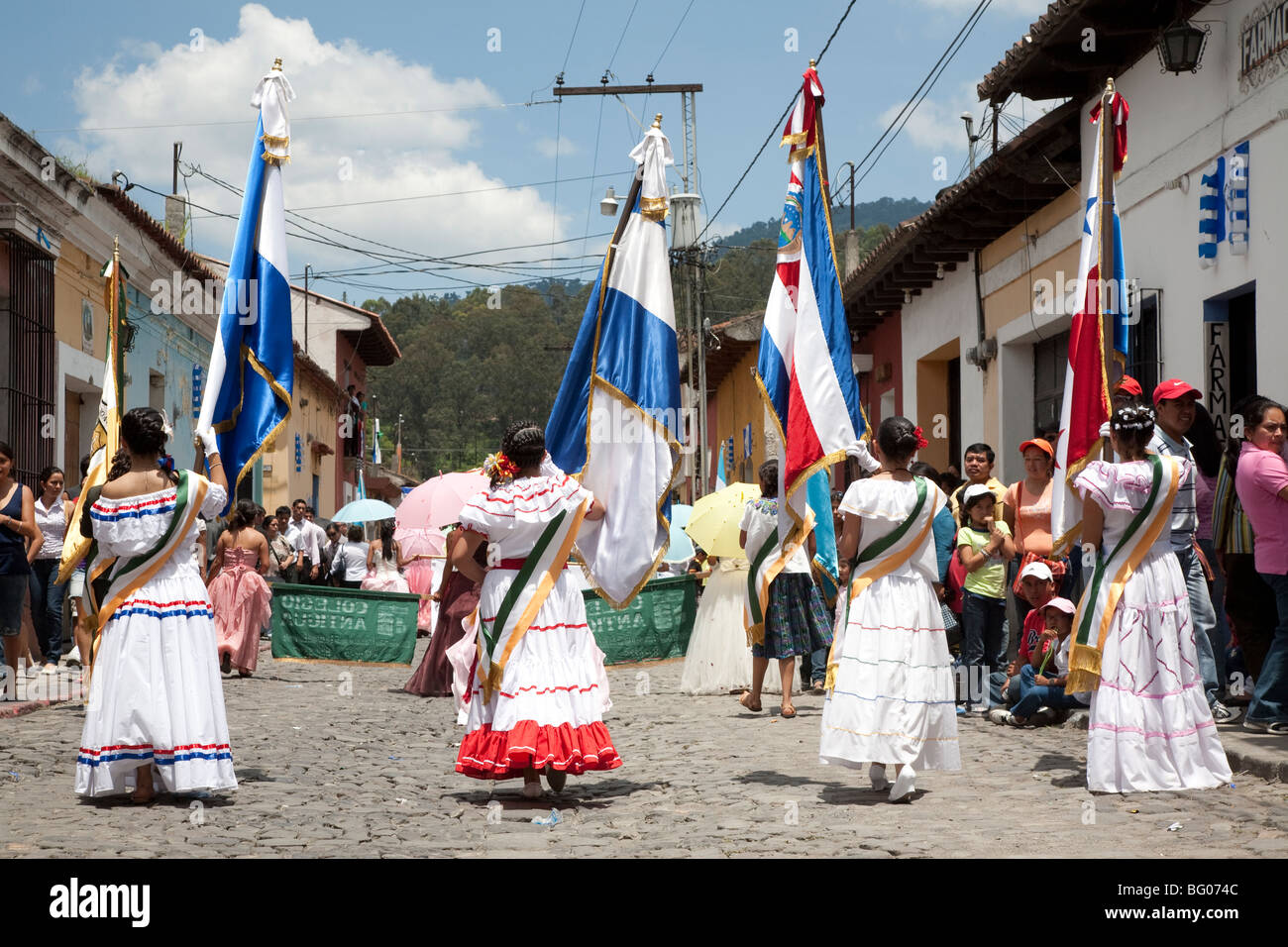 Independence Day Parade on 15 September in Antigua Guatemala Stock ...