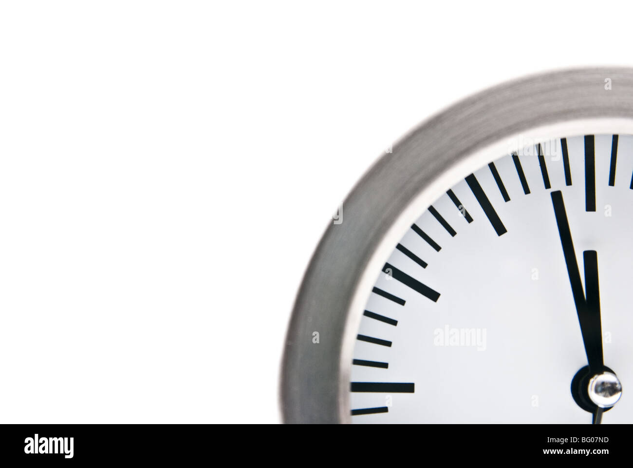 two minutes to midnight on clock isolated on white background Stock ...