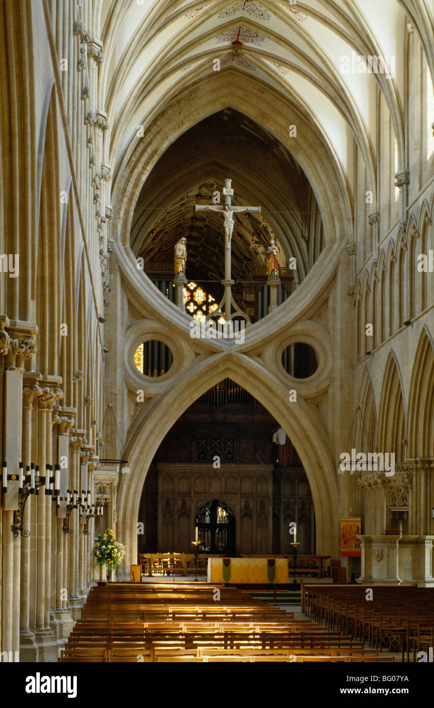Scissor arch in Wells Cathedral, Somerset, England, United Kingdom ...