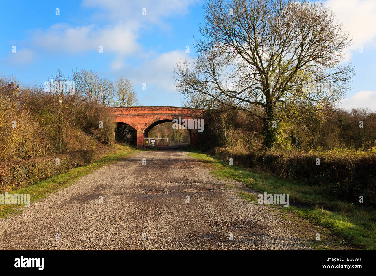 Entrance to the Battlefield Railway along a disused part of the line ...