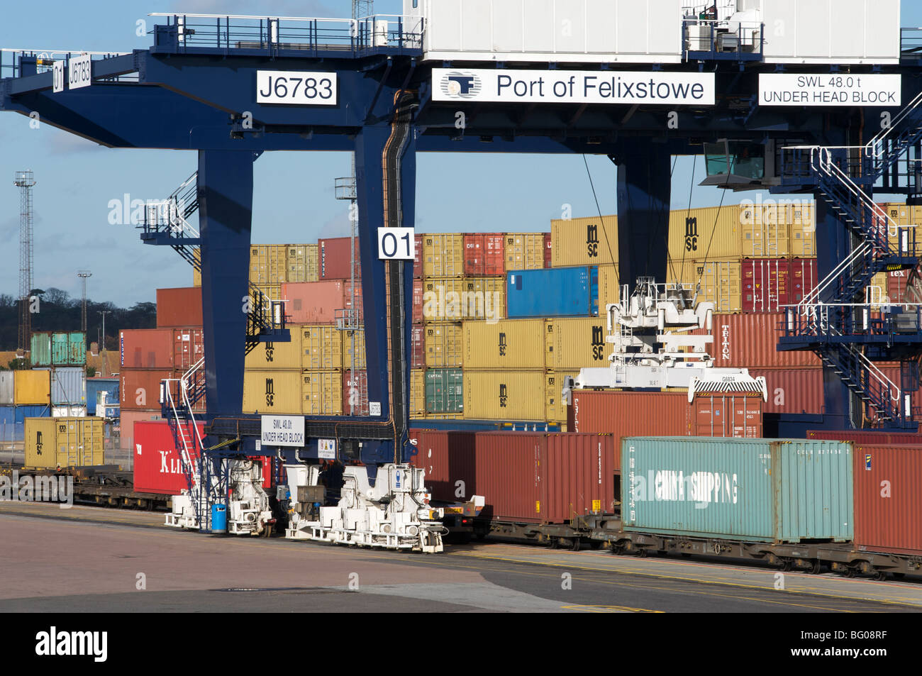 Southern rail freight terminal, port of Felixstowe, Suffolk, UK Stock ...