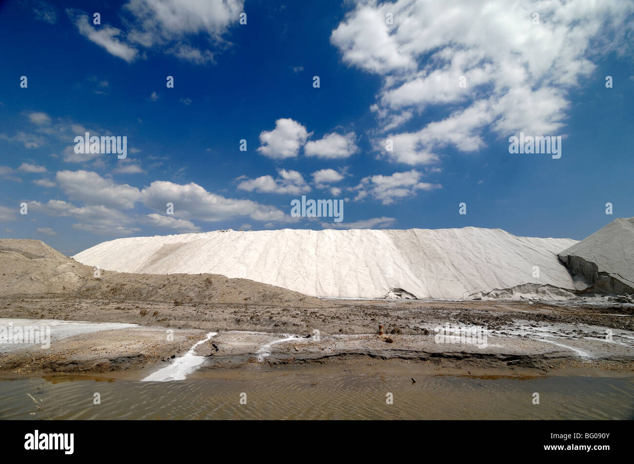 Pile of Dried Sea Salt at Salt-Works or Salt Works and Salt Flats at ...