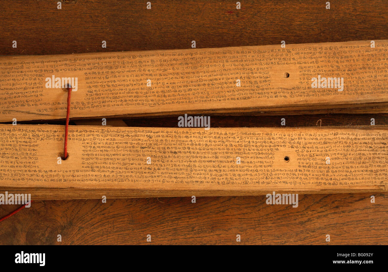 Ayurvedic palm leaf manuscript, Kerala, India, Asia Stock Photo - Alamy