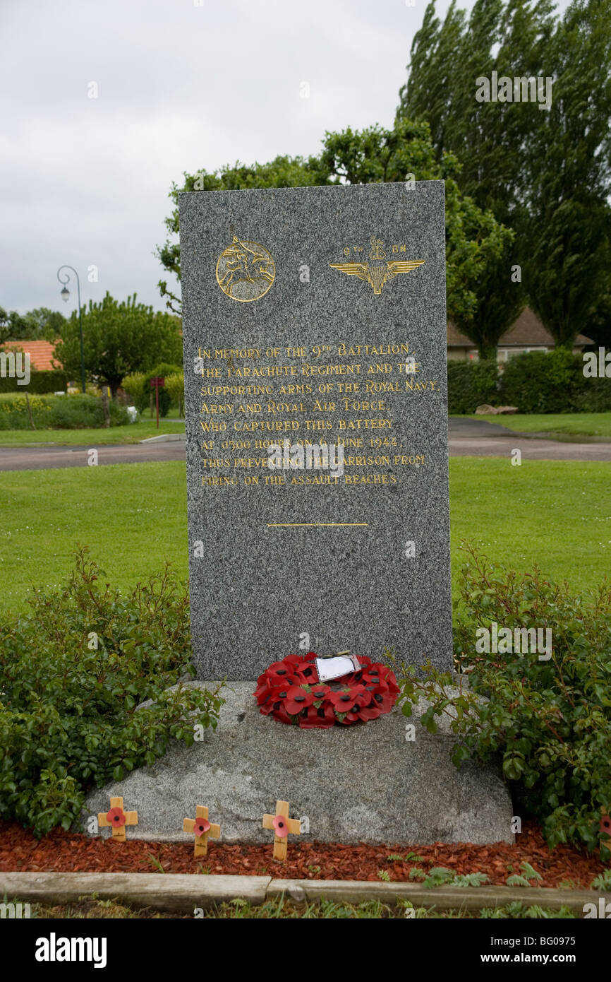 Memorial to the Ninth Battalion the Parachute Regiment at the Merville ...