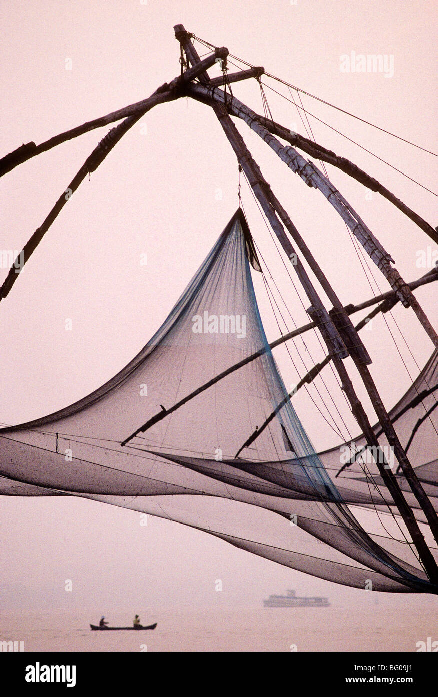 A Chinese fishing net introduced to the city of Cochin in the Indian ...