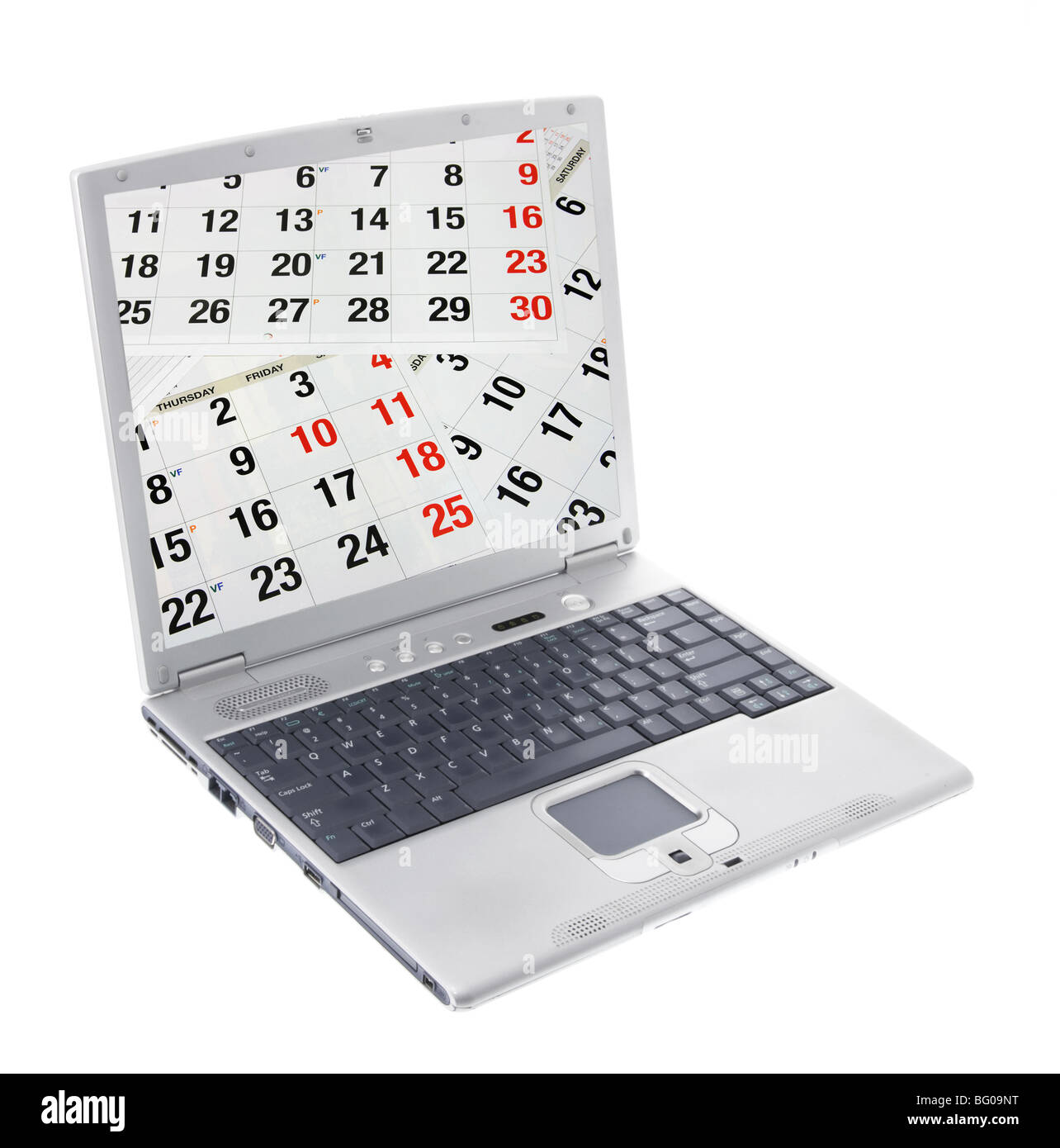 Laptop and schedule and calendar Cut Out Stock Images & Pictures - Alamy