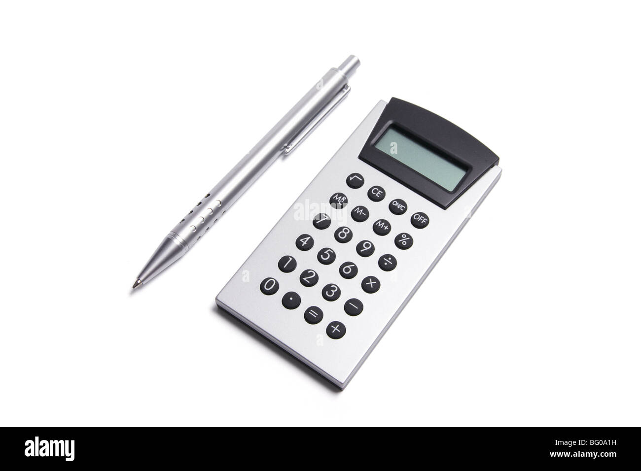 Calculator and Pen Stock Photo - Alamy