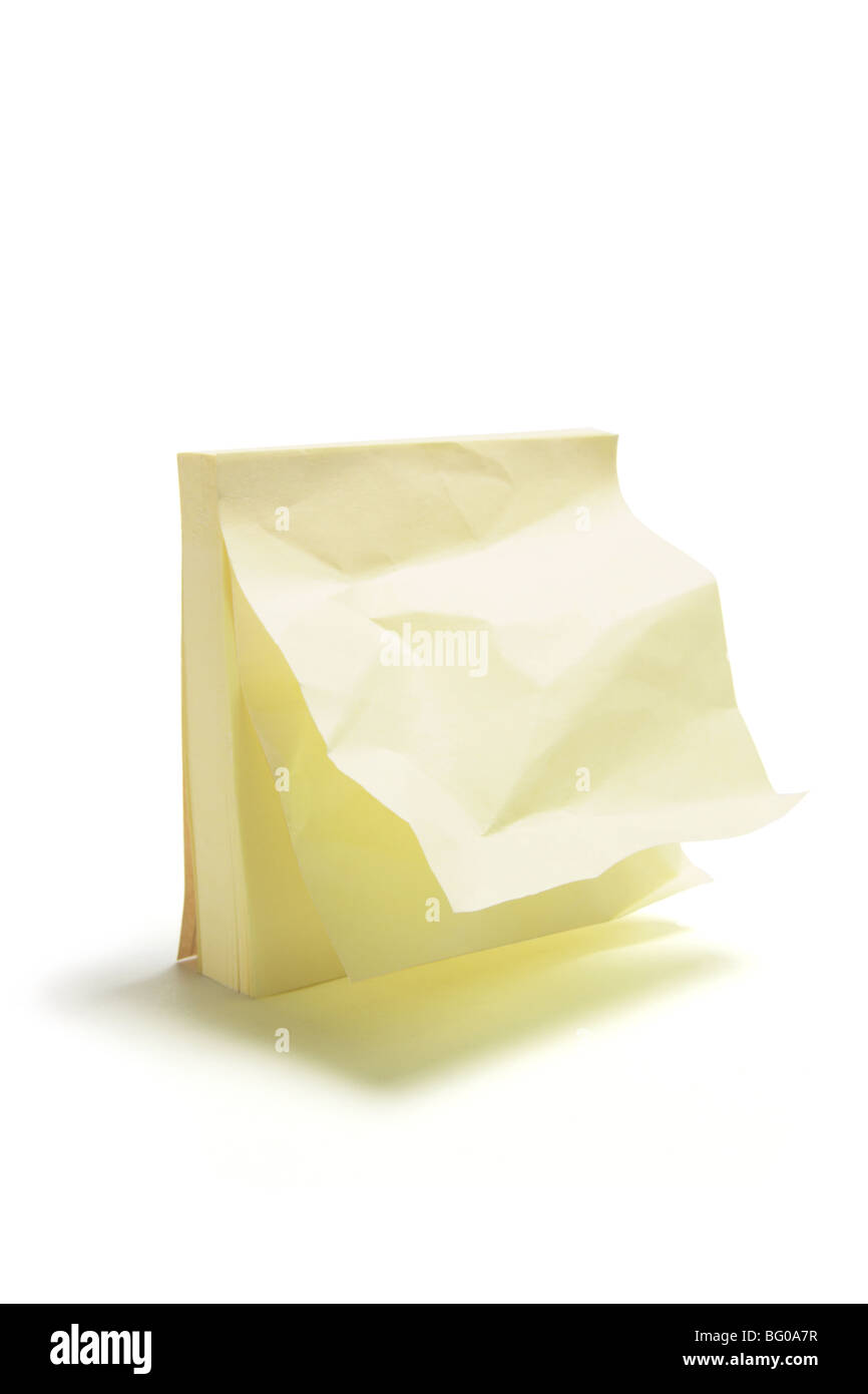 Post It Notepad with Crumpled Pages Stock Photo - Alamy