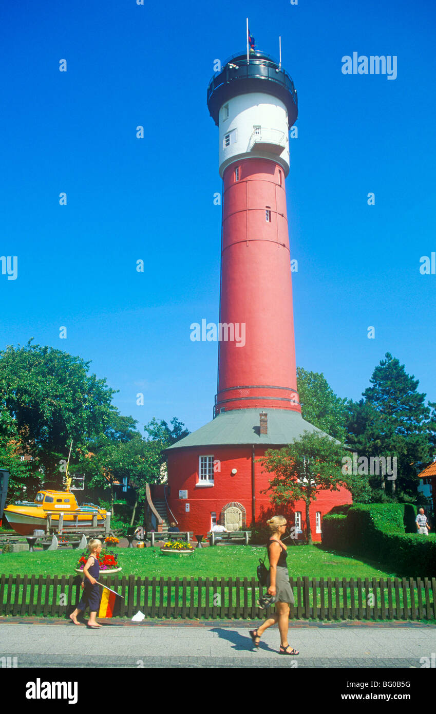 old lighthouse, Wangerooge Island, East Friesland, Lower Saxony ...