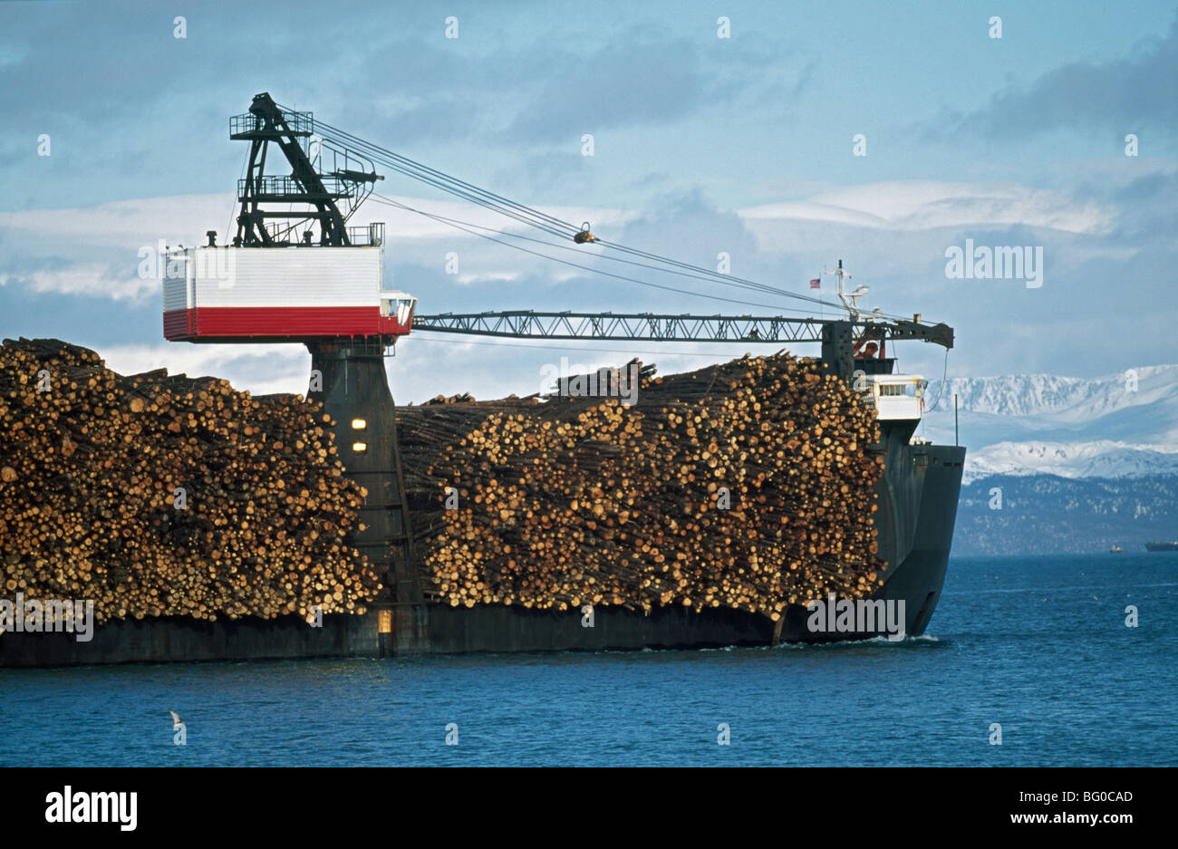 Log barge, Kachemak Bay, Alaska Stock Photo - Alamy