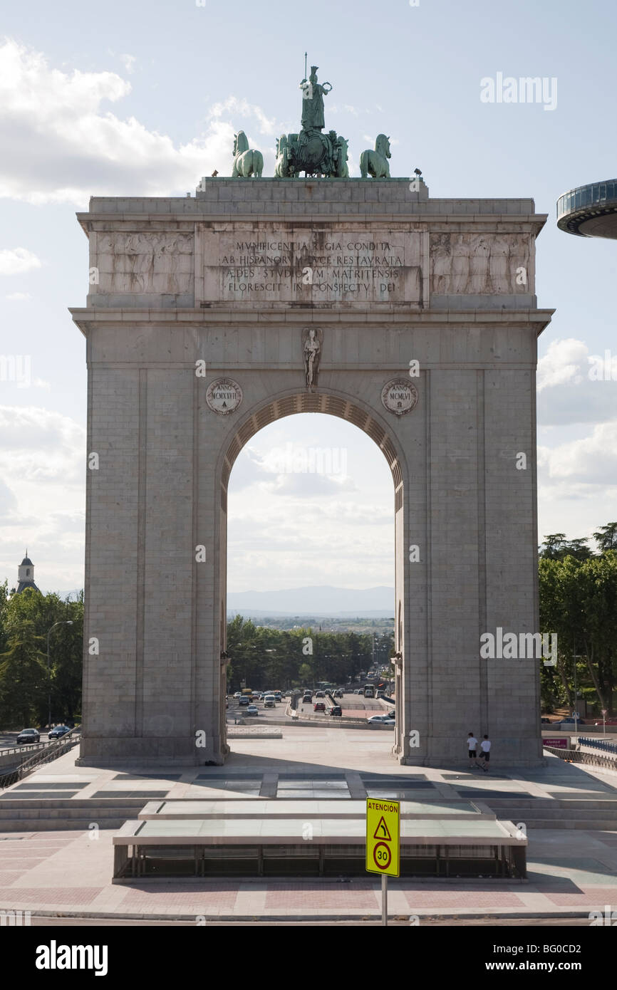 Archway in a city, Arco De La Victoria, Moncloa, Madrid, Spain Stock ...