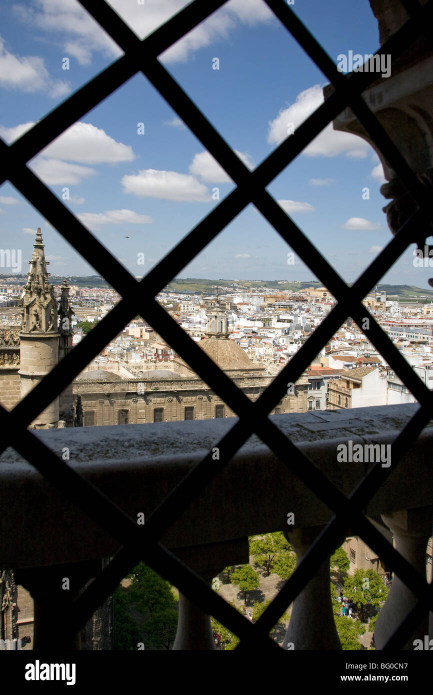 Cathedral viewed from a window, Seville Cathedral, Seville, Spain Stock ...