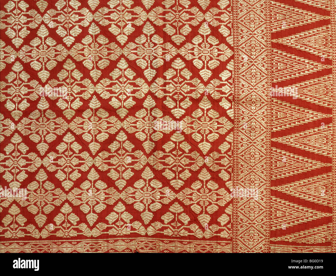 Gold-thread emboidered textile of Malaysia, Southeast Asia, Asia Stock ...