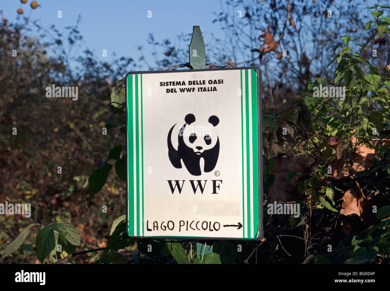 WWF logo sign in Bassone natural reserve - Italy Stock Photo - Alamy