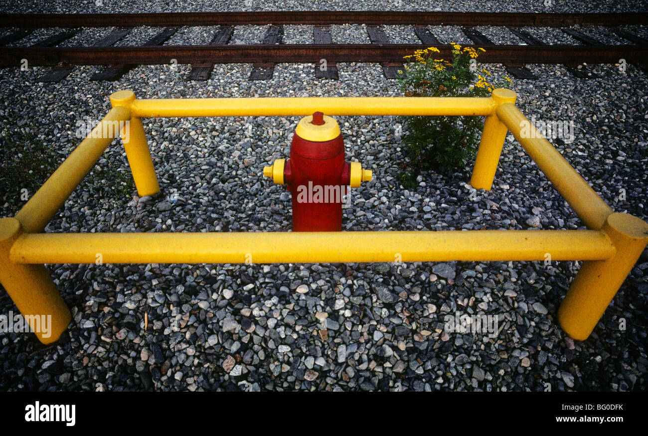 Fire hydrant and railroad tracks, Vancouver, Canada Stock Photo - Alamy