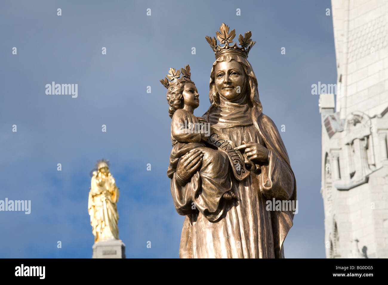 Detail bronze statue of Ste. Anne and the Virgin Mary on the fountain ...