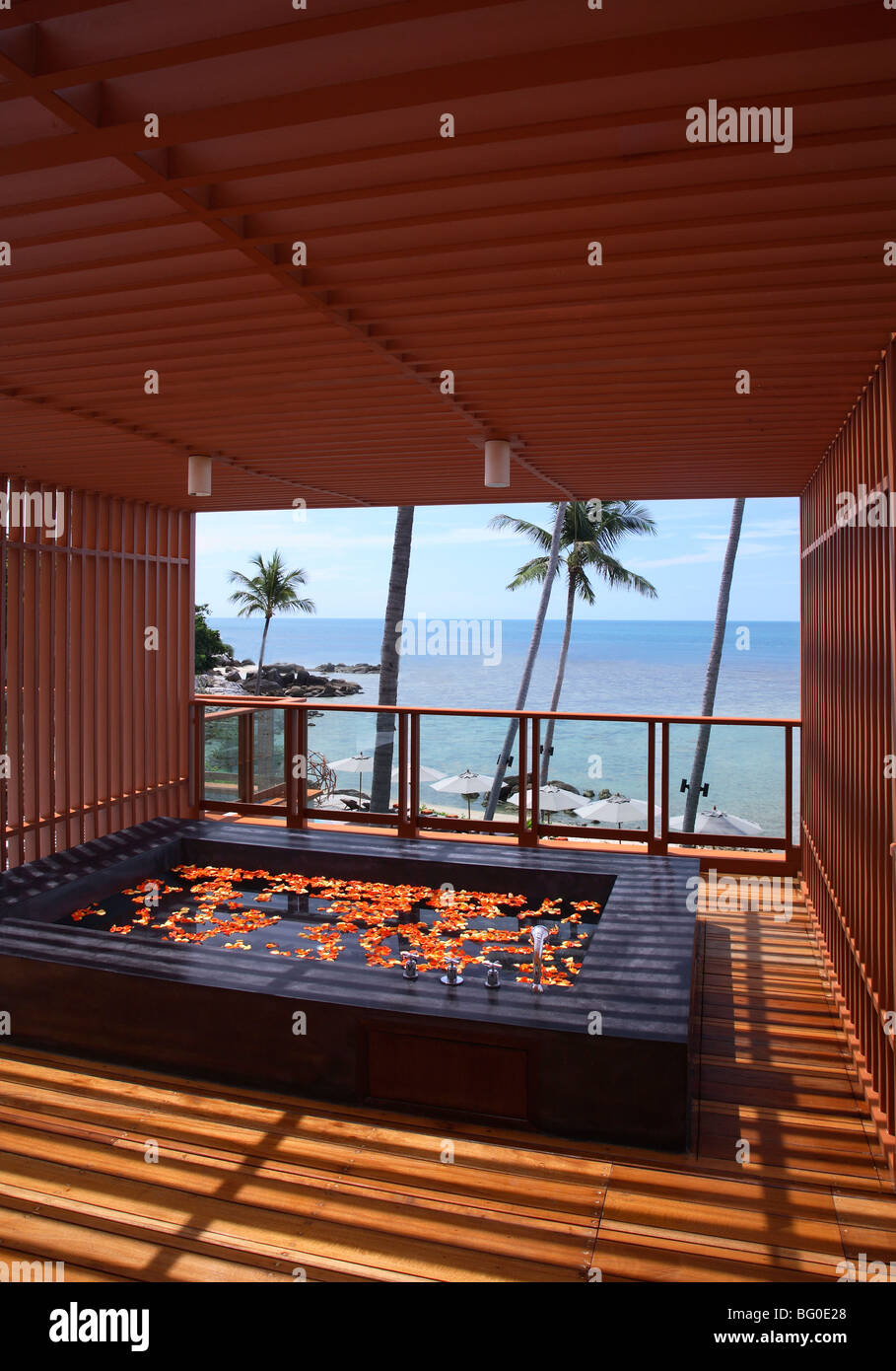 Spa deck with flower bath at Sasha Resort in Koh Samui, Thailand ...