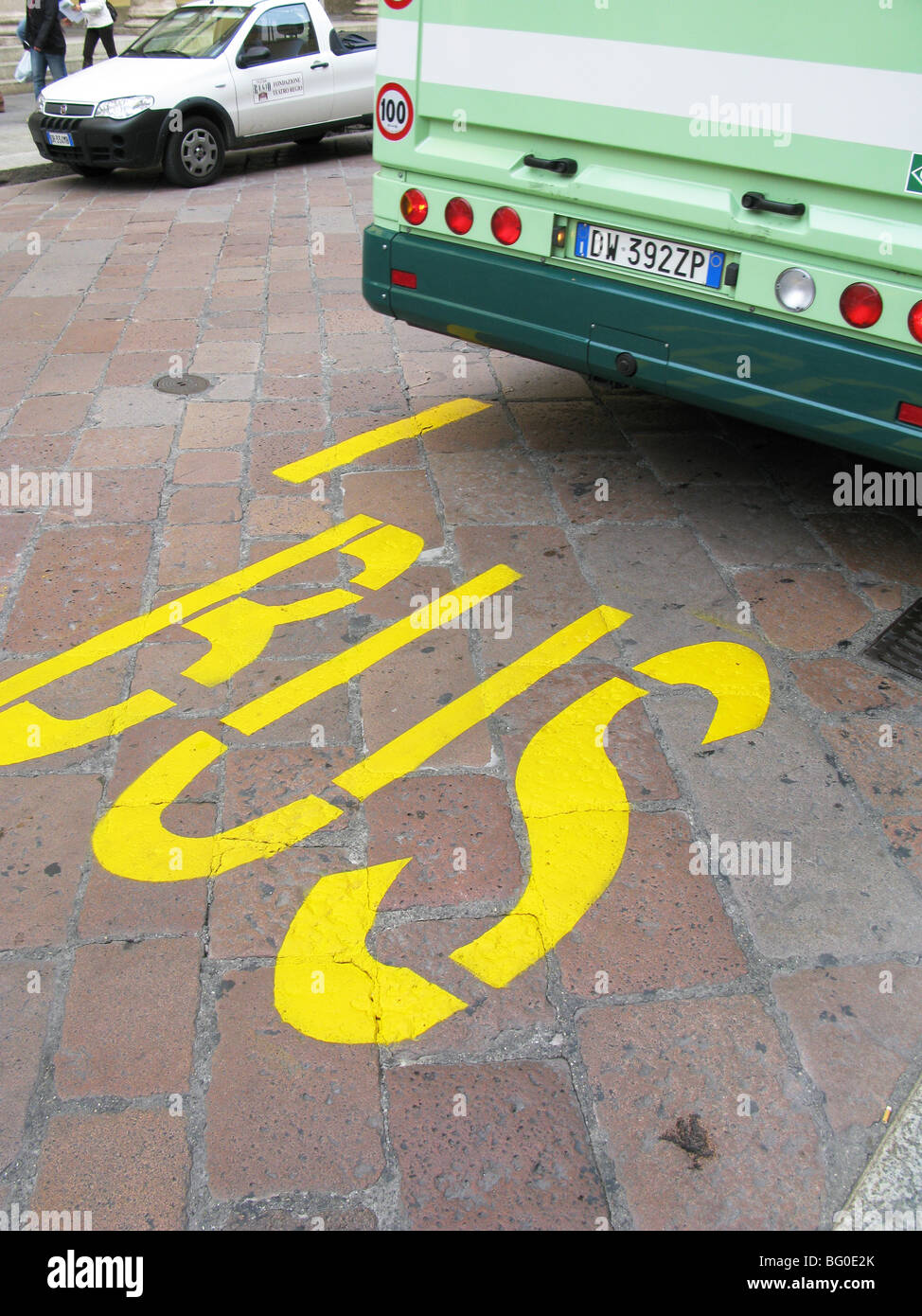 Italian Bus in Bus stop, Parma, Italy Stock Photo - Alamy